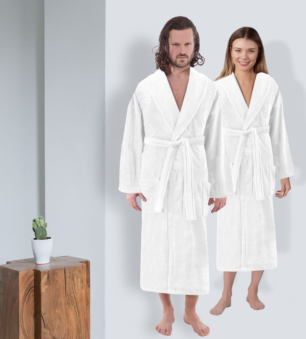 Velour Shawl Collar Turkish Cotton Bathrobe | Classic Turkish Towels